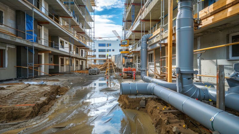 Construction Site of an Urban Building Under Development with Visible ...