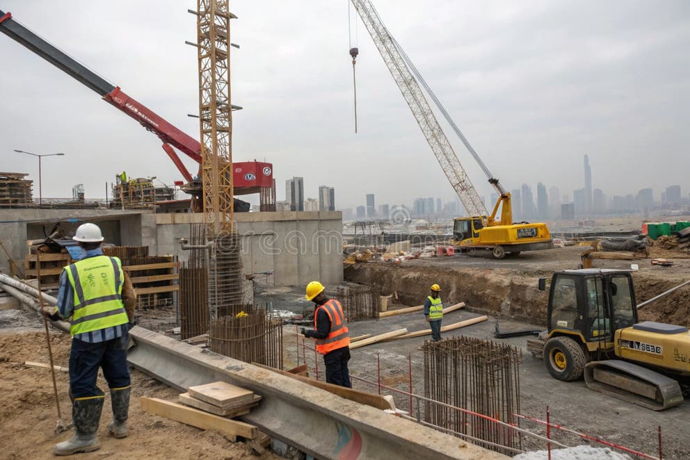Construction Site View of Building Under Progress Stock Illustration ...
