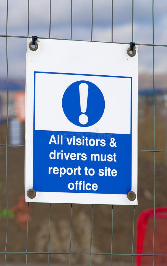 Construction Site Visitors and Drivers Report To Site Office Stock ...