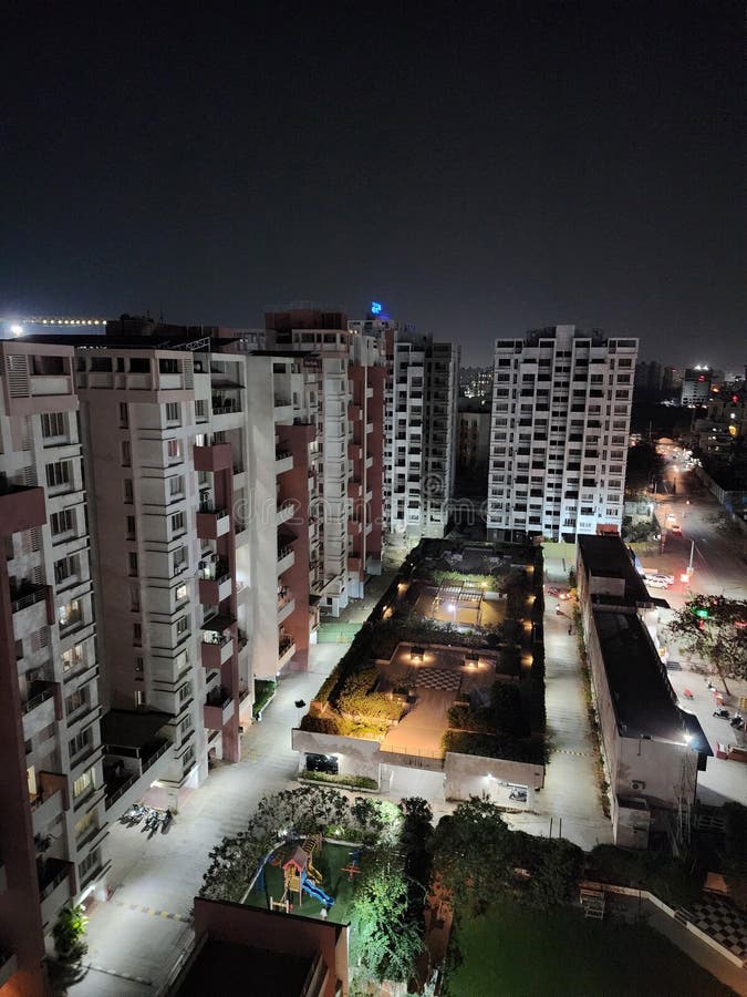 Construction Site at Wakad Pune Stock Image - Image of night ...