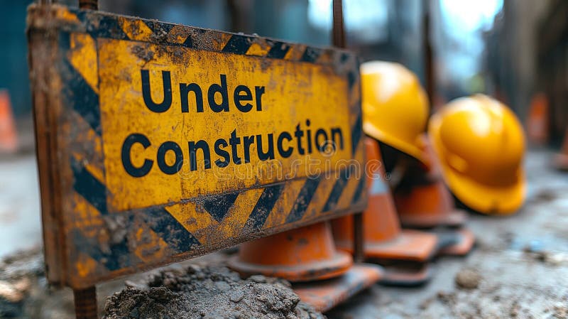 Construction Site Warning Sign Hard Hats Cones Stock Photos - Free ...