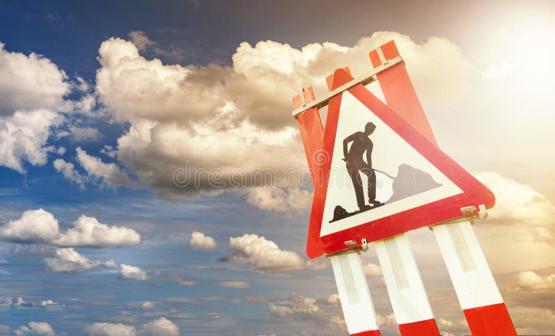 Construction Site Warning Sign Stock Image - Image of site, worker ...