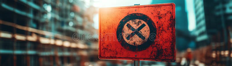 Construction Site Warning Sign Symbolizing Caution and Safety in Urban ...