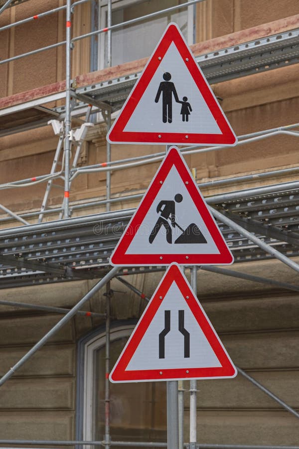 Construction Site Warning Signs Stock Image - Image of construction ...