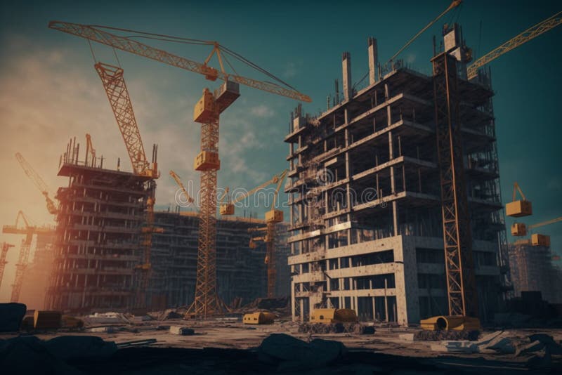 Construction Site Where a Building Under Construction is in Progress ...
