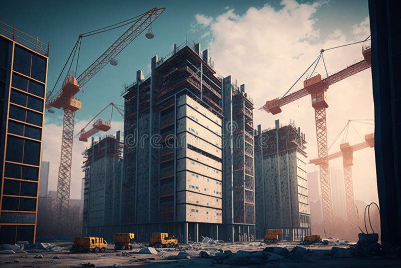 Construction Site Where a Building Under Construction is in Progress ...