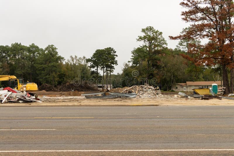 Construction Site Where a Building Was Torn Down Using an Excavator ...
