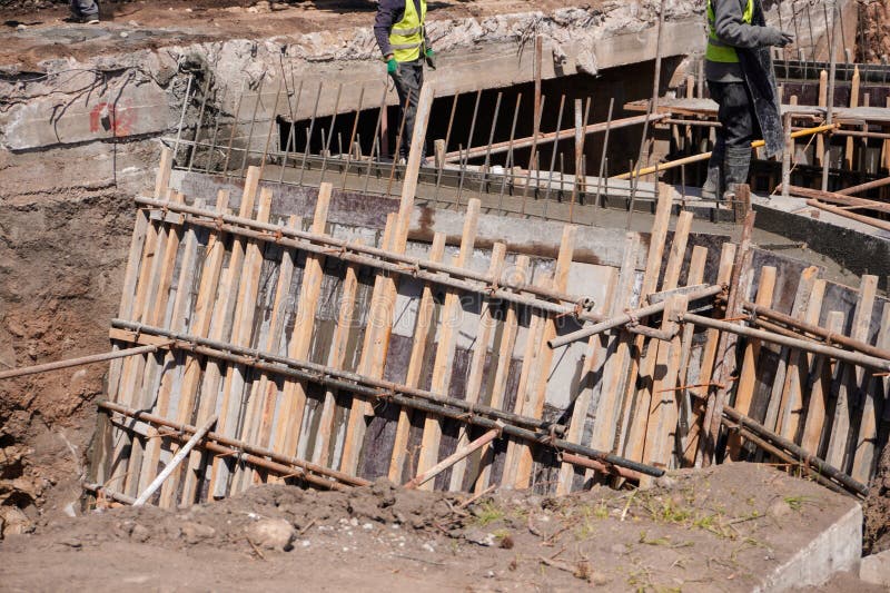 Construction Site with Wooden Formwork Stock Image - Image of framework ...