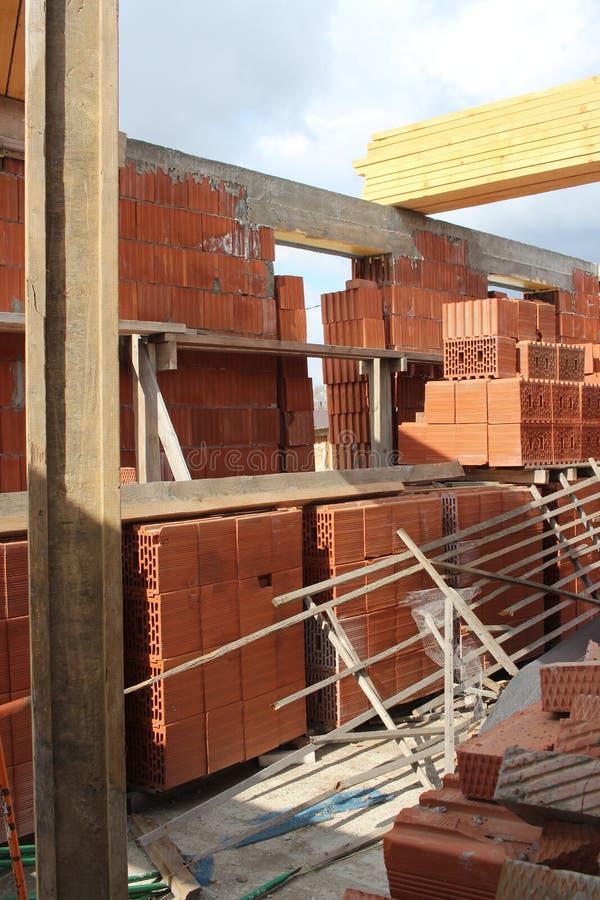 Construction Site for Work in a Brick Multi-storey Building Under ...