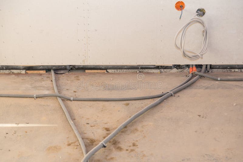 Cable and Electrical Installation on Construction Site Stock Photo ...