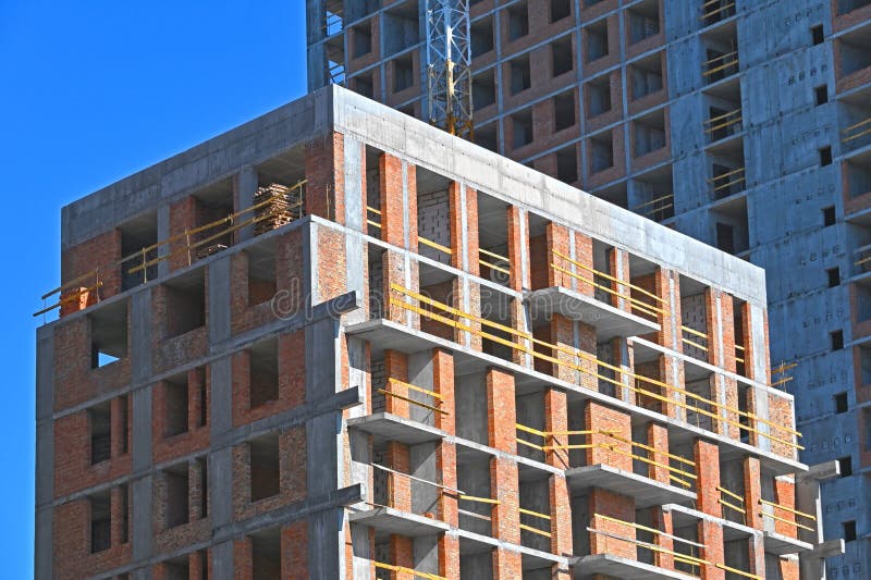 Construction site work stock image. Image of multistory - 214587427