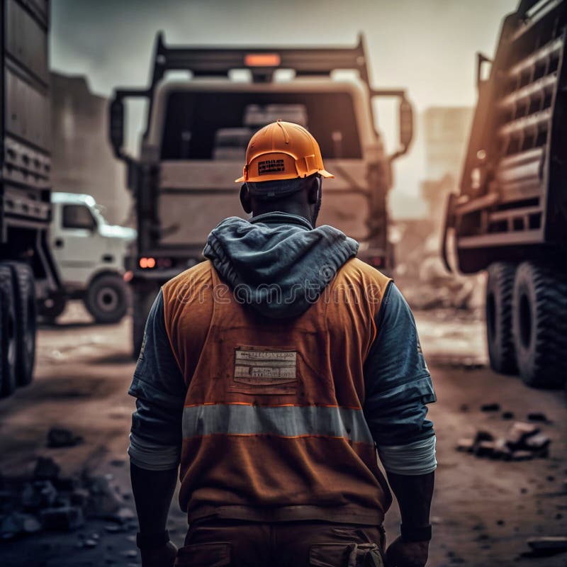 Construction Site Worker from the Back, Generative AI Stock ...