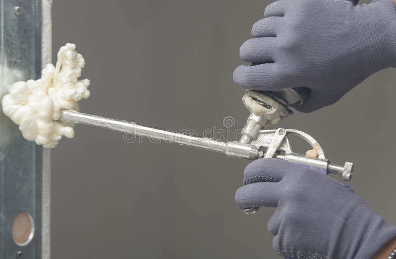 Doorway Fixing with Extending Foam Stock Image - Image of foam, feature ...