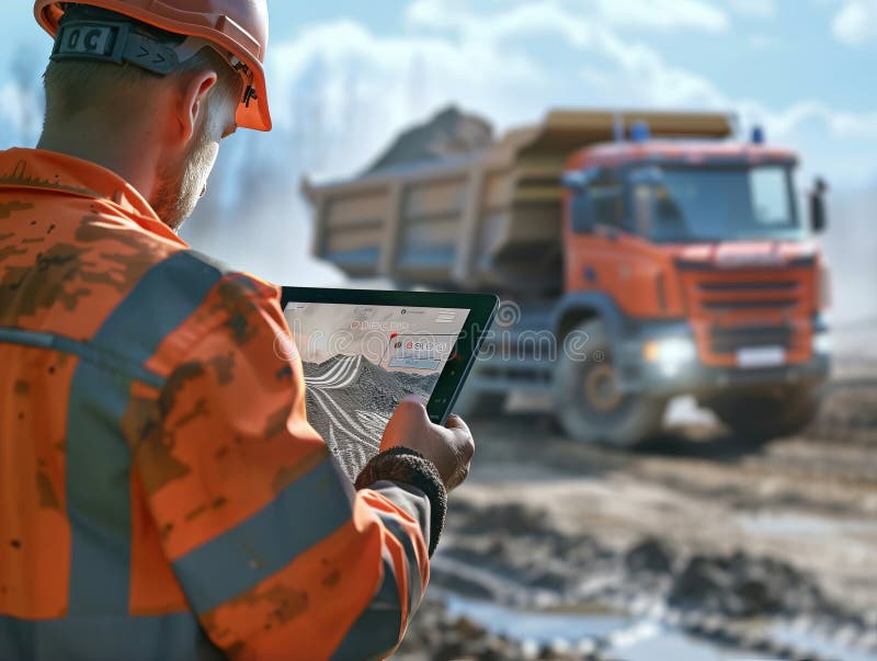 Construction Site Worker Using Digital Technology for Project ...