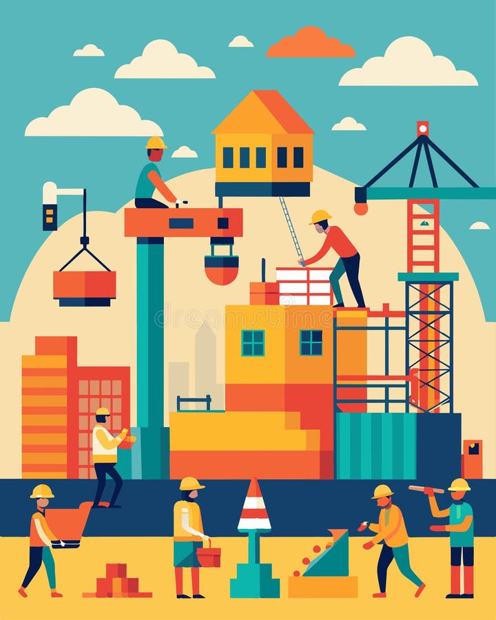 A Construction Site with Workers Building New Infrastructure a Result ...