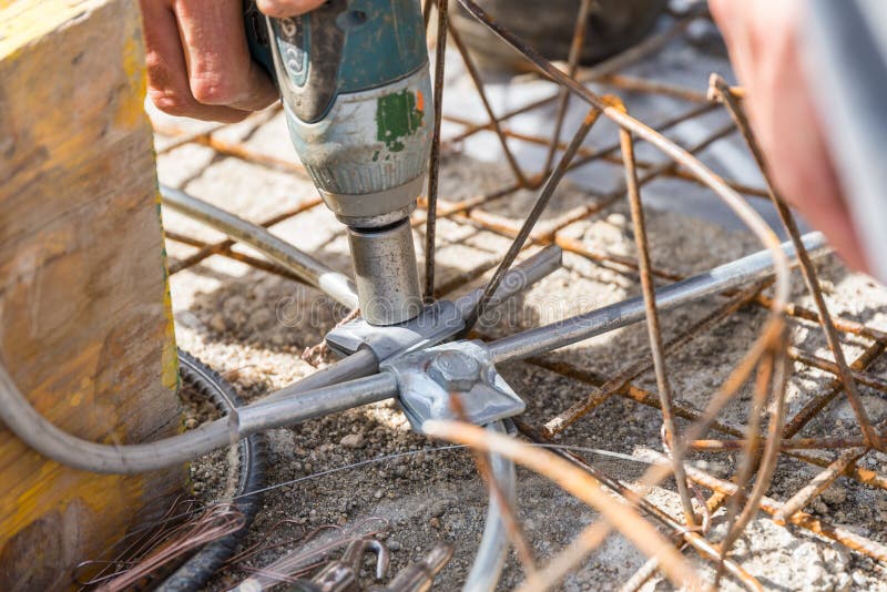 Construction Site with Construction Workers - Close-up Stock Image ...