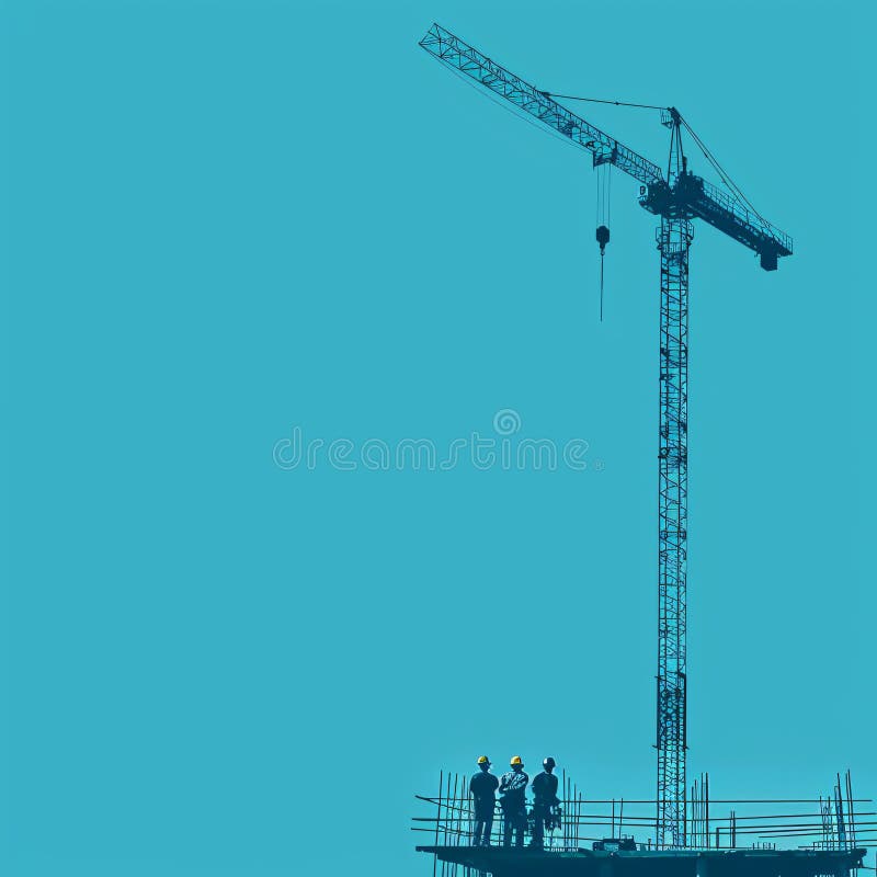 Construction Site with Workers and Crane - Highlighting Industrial ...