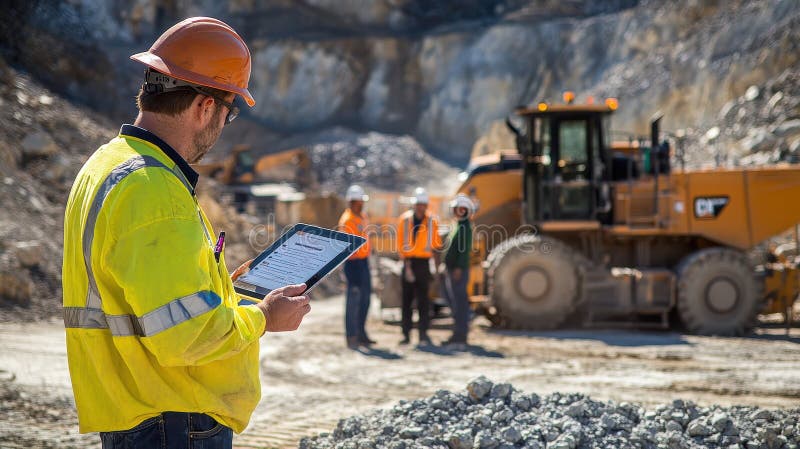 A Construction Site with Workers Discussing Operations while a ...