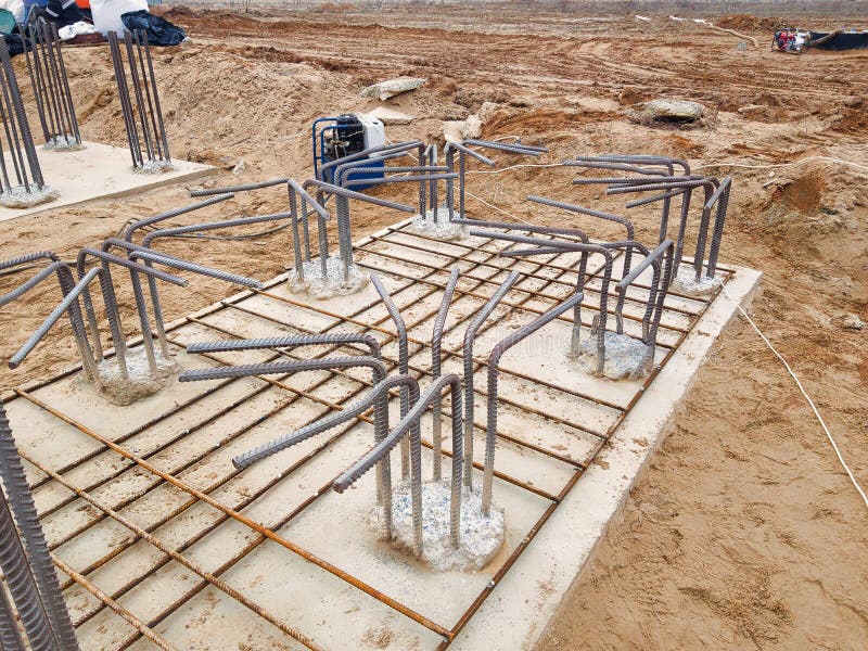 Construction Site Preparation for Industrial Building with Rebar ...