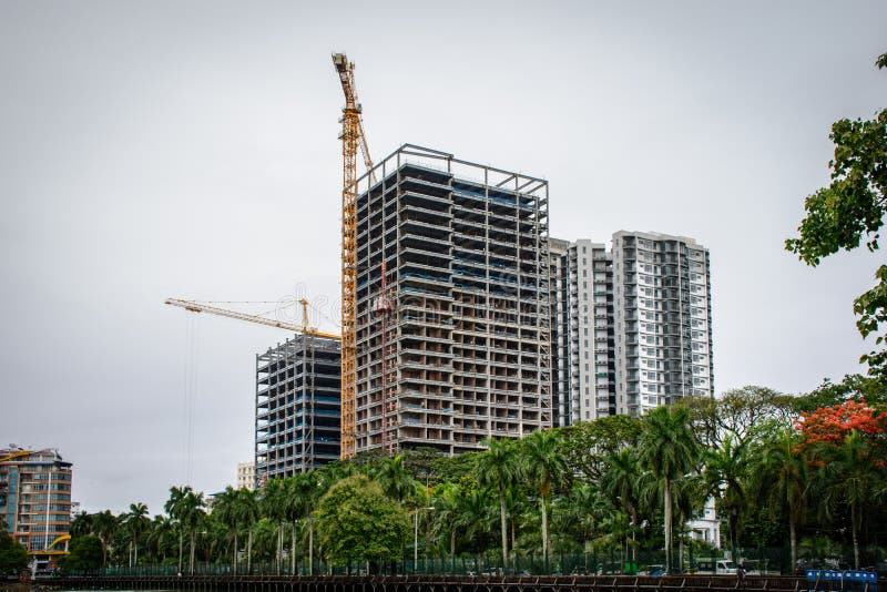 Construction Site of High Building in Yangon, Myanmar, May-2017 ...