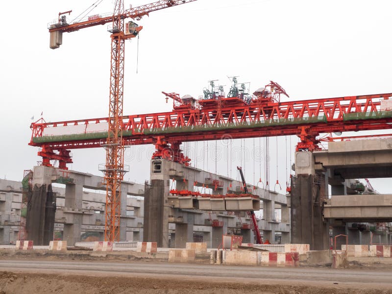 Construction of a Sky Train Rail Transit Line in Progress Stock Image ...