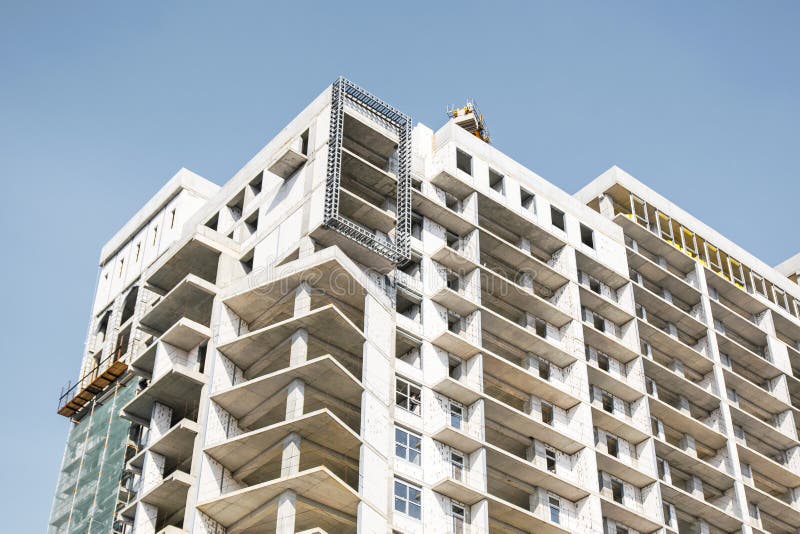 Construction of a Skyscraper from Below Stock Image - Image of exterior ...