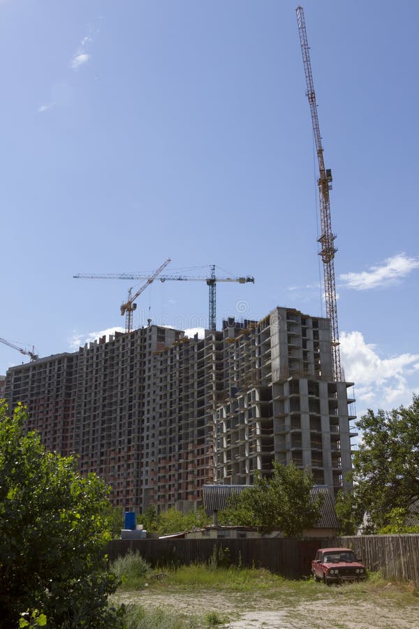 Construction, High-rise, Building Tower Crane Close Up Stock Image ...