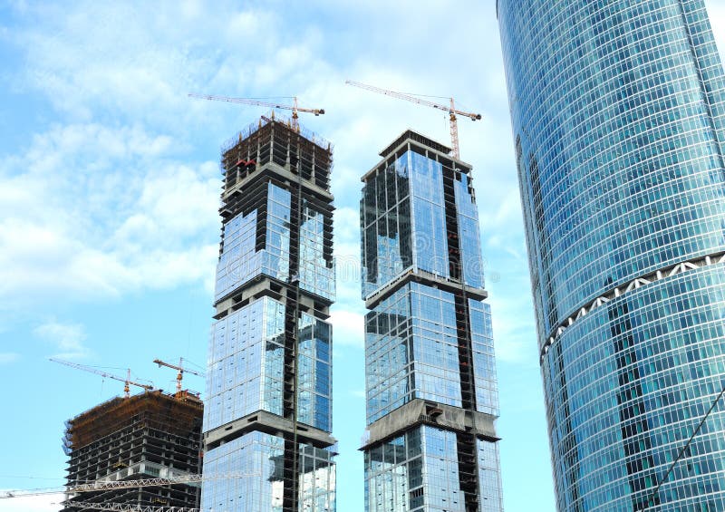 Construction of Skyscrapers Stock Image - Image of construction, mirror ...