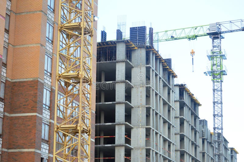 Construction of Skyscrapers in the Metropolis Stock Image - Image of ...