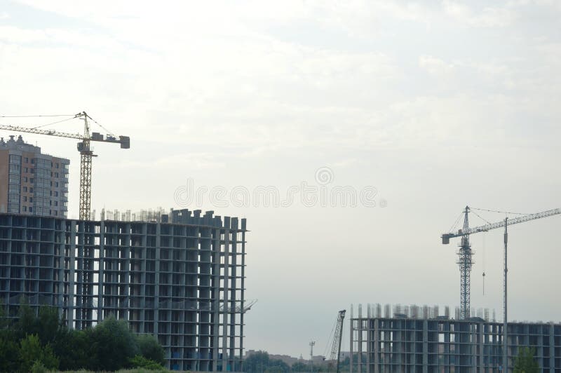 Construction of Skyscrapers in the Metropolis Stock Photo - Image of ...