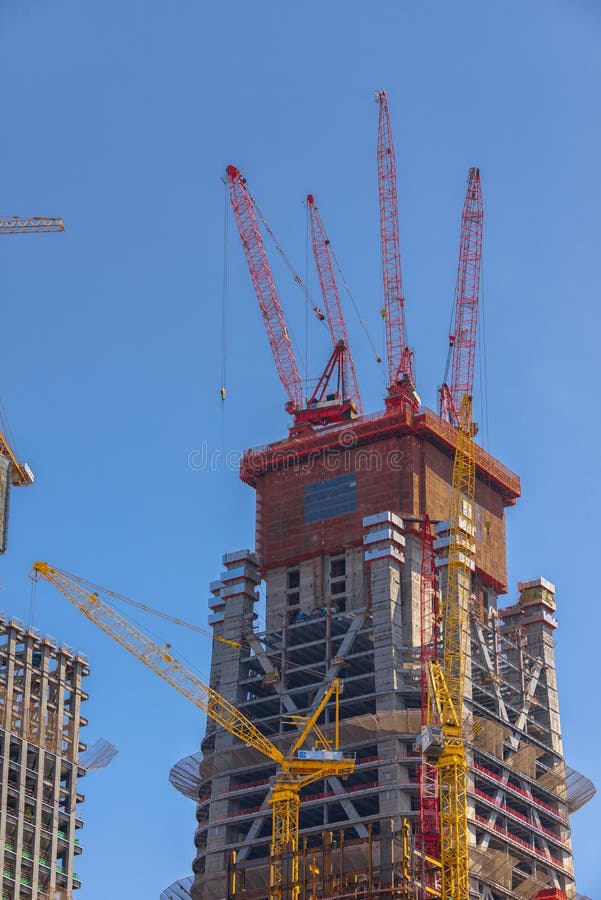 Construction of Skyscrapers Under Blue Sky Stock Image - Image of ...