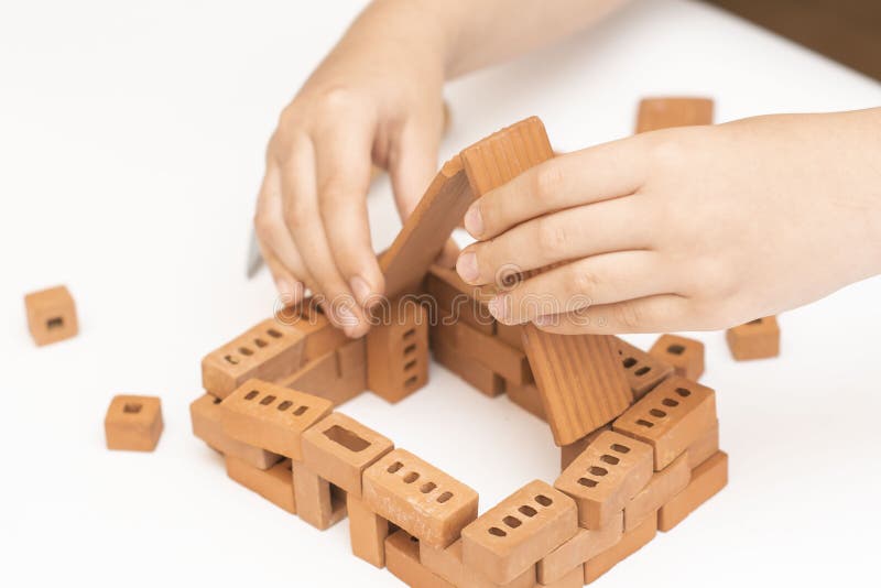 Construction of Small Brick Blocks, Toy for Child Development on White ...