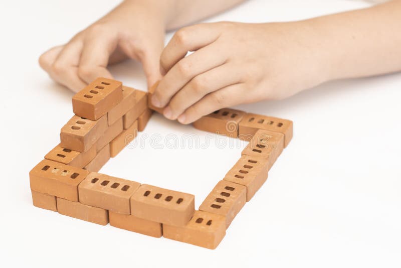 Construction of Small Brick Blocks, Toy for Child Development on White ...