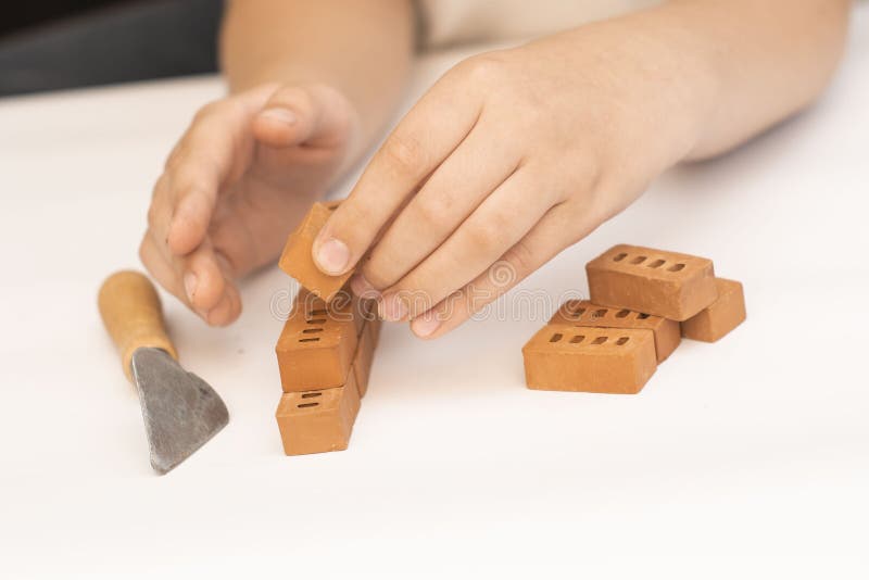 Construction of Small Brick Blocks, Toy for Child Development on White ...