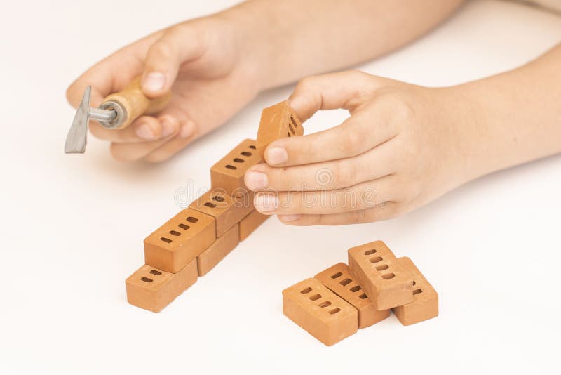 Construction of Small Brick Blocks, Toy for Child Development on White ...
