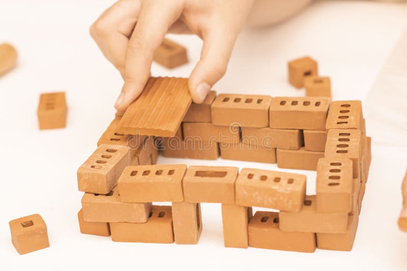 Construction of Small Brick Blocks, Toy for Child Development on White ...