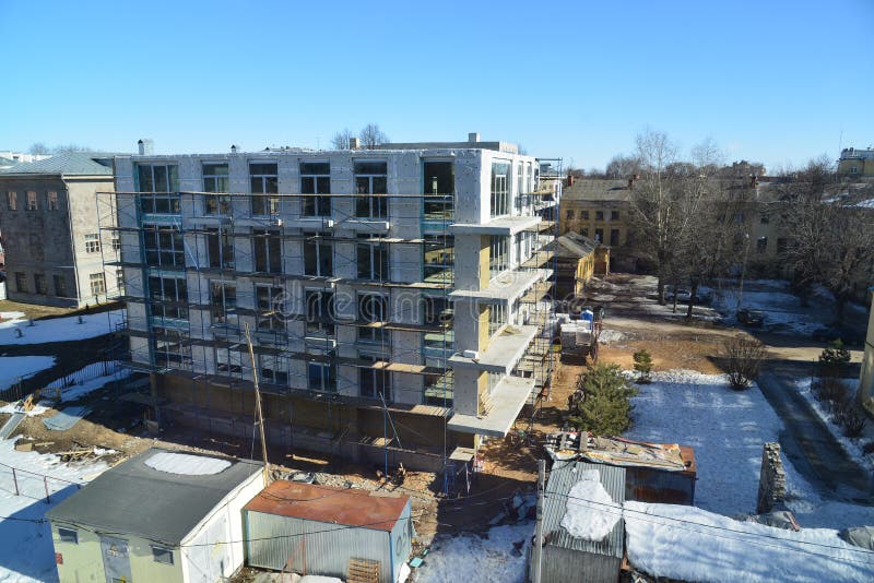 Construction of Small Building Stock Image - Image of town, sunny: 70771673