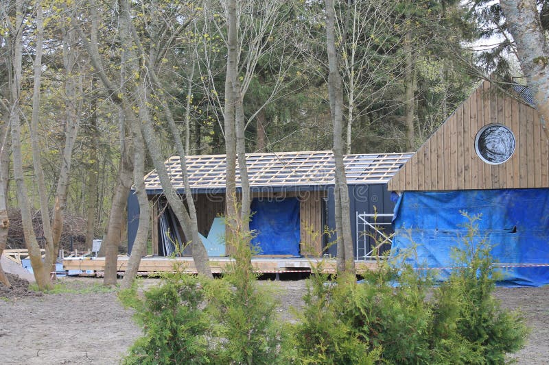 Construction of a Small Private Building in the Forest Stock Image ...