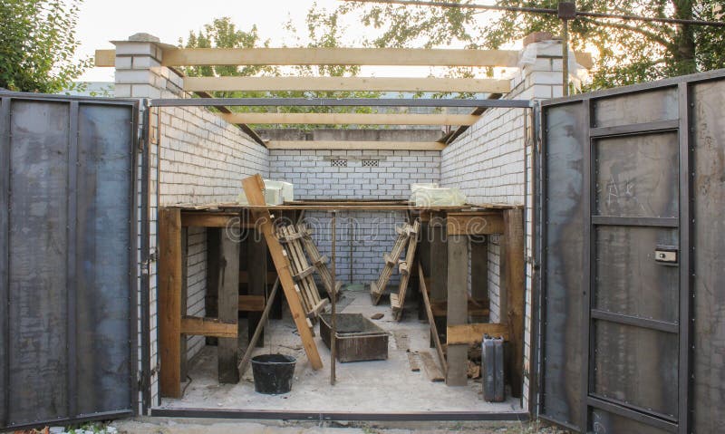 Construction of a Small Private Room. Stock Image - Image of trowel ...