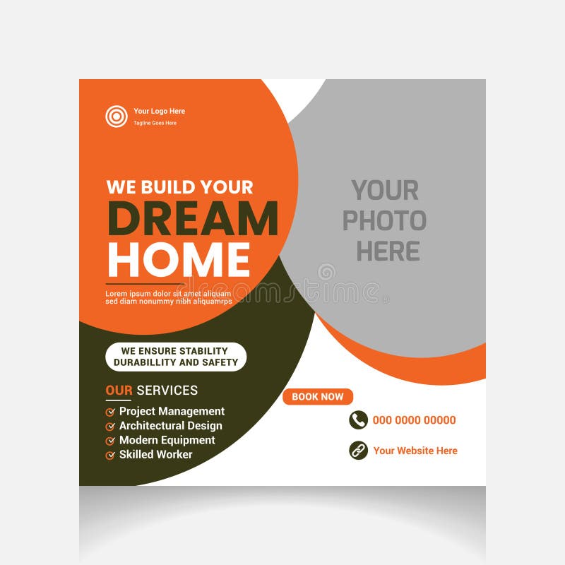 Construction Social Media Post Design Stock Vector - Illustration of ...