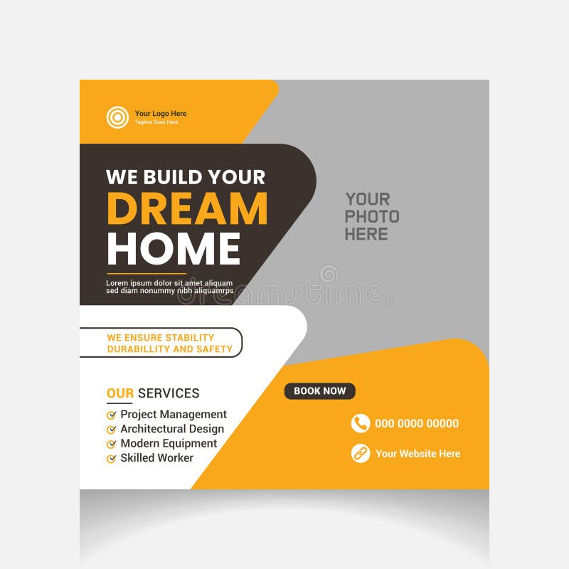 Construction Social Media Post Layout Stock Vector - Illustration of ...