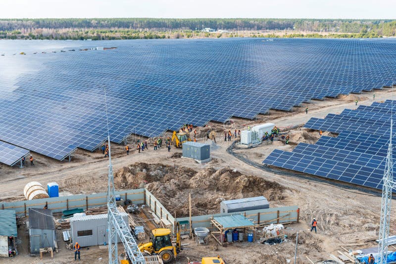 Construction of a Solar Power Plant - a Top View Stock Photo - Image of ...