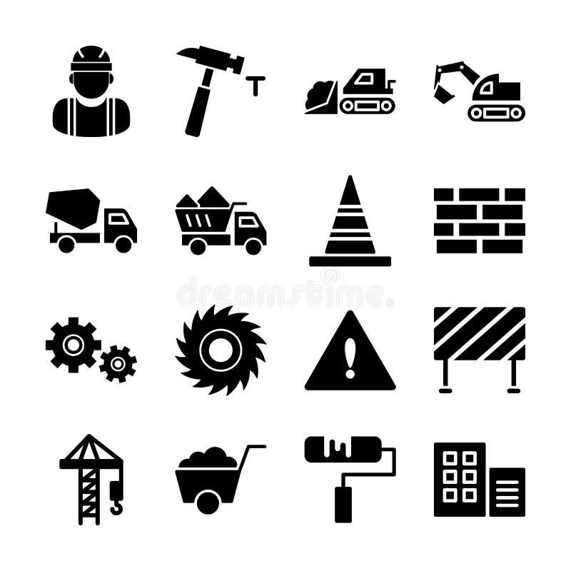 Construction icons stock vector. Illustration of concrete - 41212691