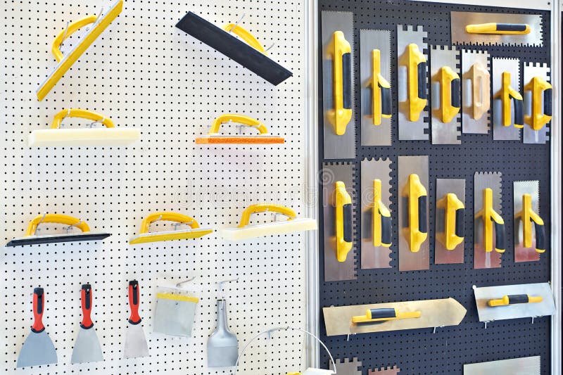 Construction Spatula Tools in Store Stock Photo - Image of hardware ...