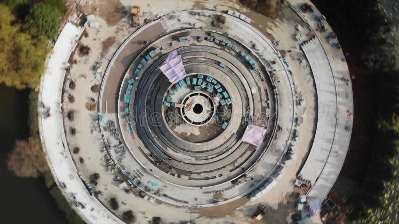 Spinning Aerial of the Spiral Hilltop at the Sydney Olympic Park during ...