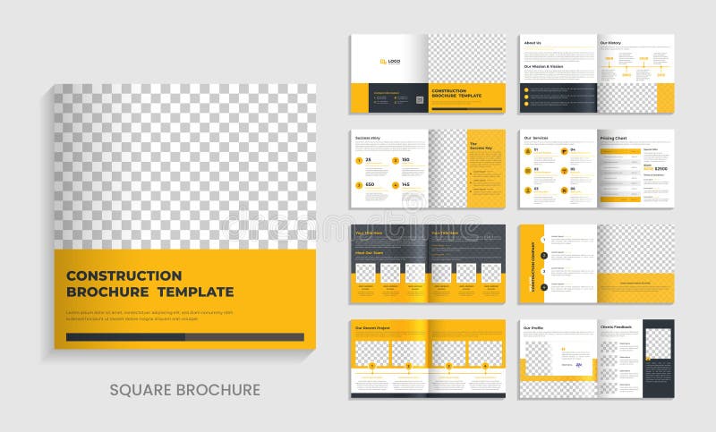 Construction Square Brochure Landscape, Architecture Template Layout ...