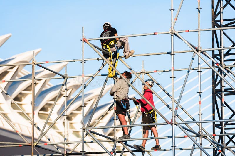 Construction of a Stage for Outdoor Musical Concerts by Workers ...
