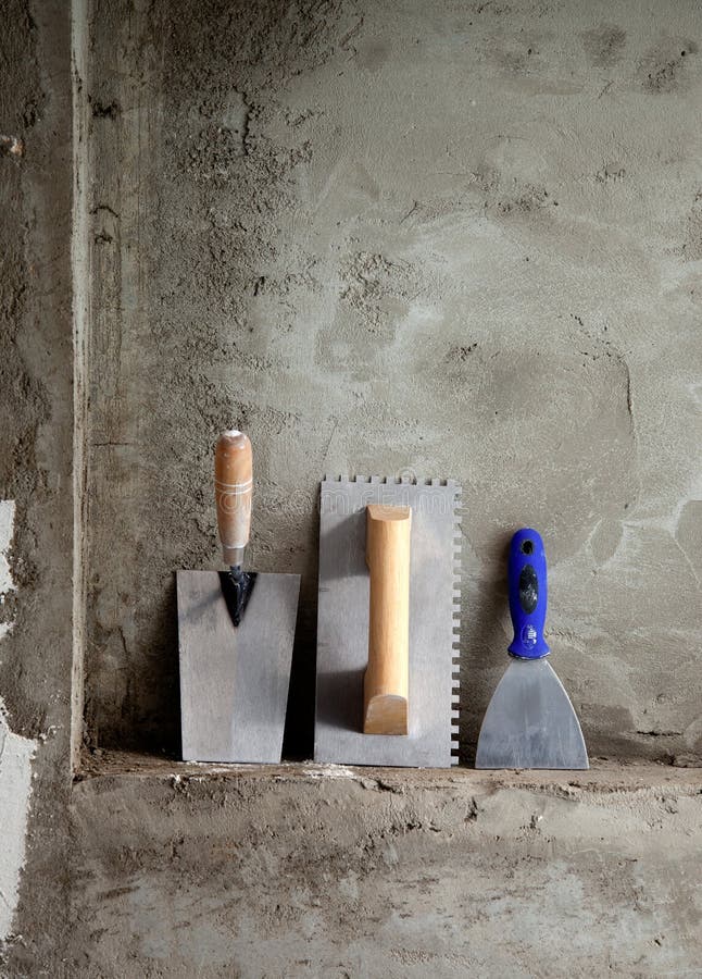 Construction Stainless Steel Trowel Tools and Spatula Stock Image ...