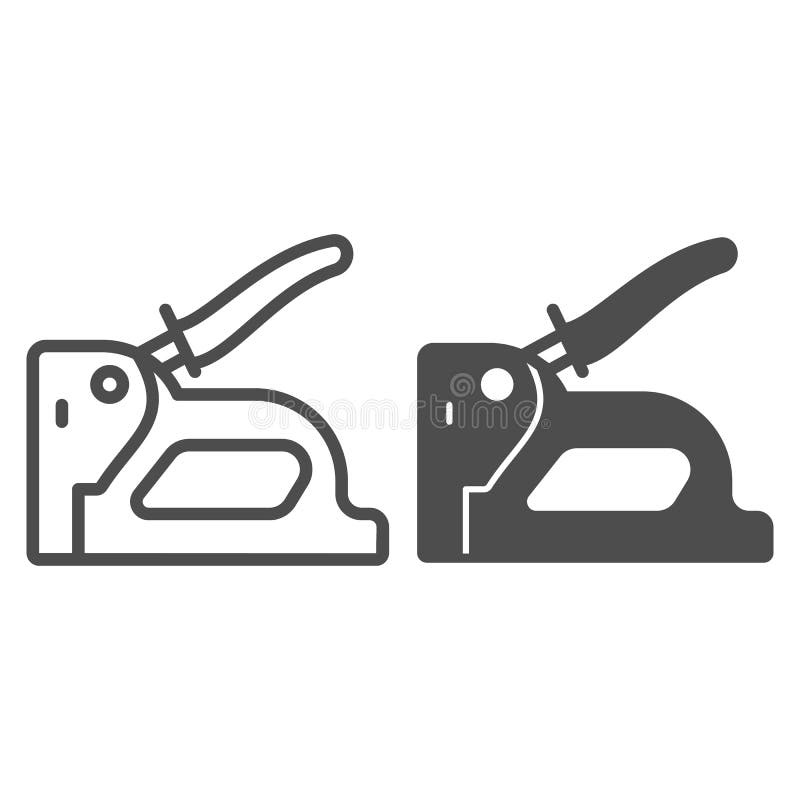 Construction Stapler Line and Solid Icon, Construction Tools Concept ...