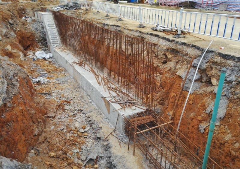 Strong Concrete Pillar With Steel Rods Stock Image - Image of material ...